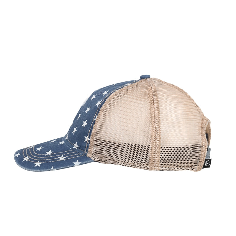 FREE SHIPPING Shelby Ladies Star Mesh Hat - Blue Jean/Tan – Segerstrom ...
